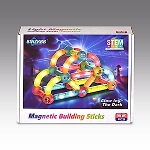 Magnetic Building Blocks,Large 3D Clear Magnets STEM Educational Construction Toys,Sensory Montessori Preschool Magnetic Building Sticks Blocks Kit for Kids Ages 3 4 5 6 Year Old Boys Girls Toddlers