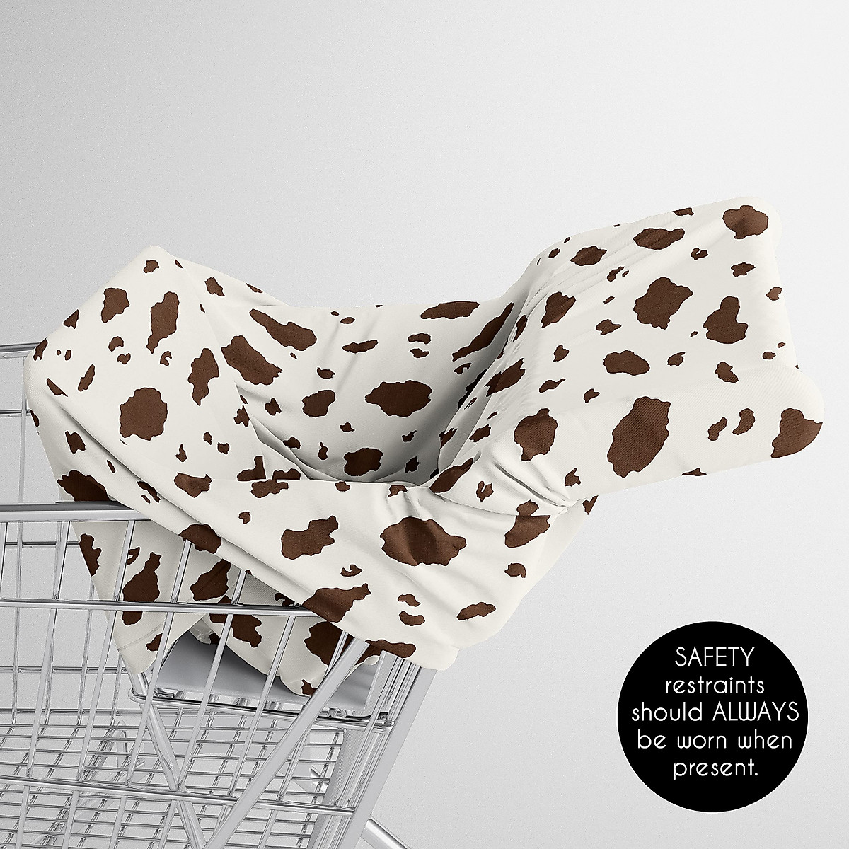 Sweet Jojo Designs Western Cow Print Boy Girl Infant Baby Car Seat Cover Nursing Breastfeeding Shopping Cart Stroller Canopy Brown and Cream Gender Neutral Southern Country Off White Wild West Animal
