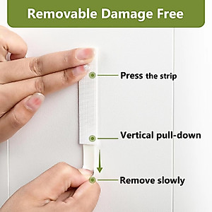 NESCCI Picture Hanging Strips,Picture Hanger Kit,Removable Damage Free,Picture Hanging Hooks,Used for Frame Hanging and Holiday Decorations.White,18-Pairs (36 Strips)