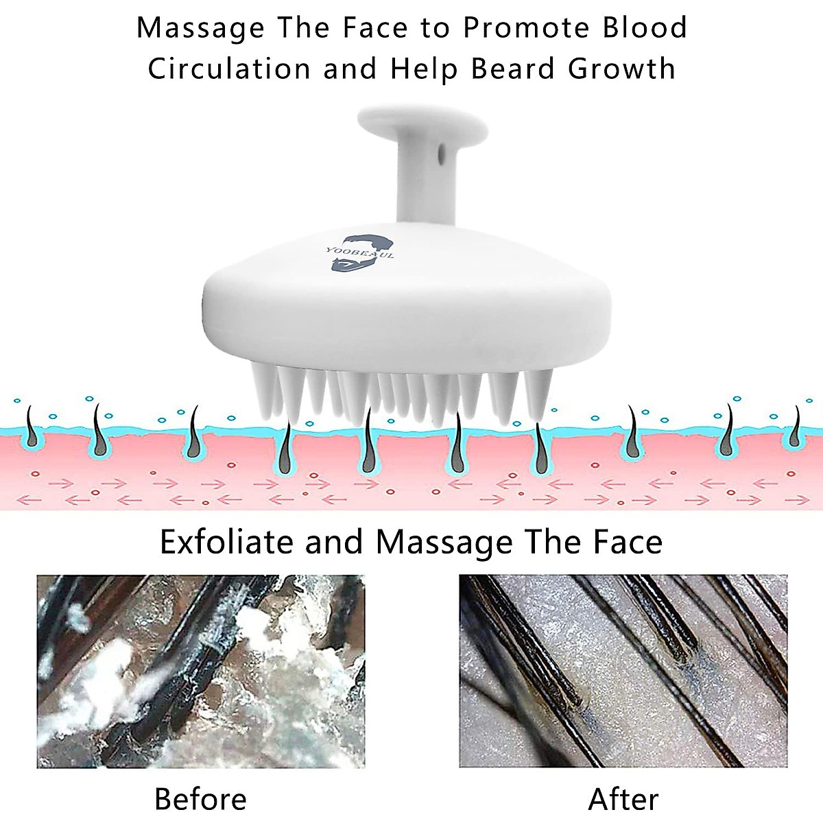 AOLDHYY lp Massager Scalp Scrubber Beard Brush for Men, Wet Dry Shampoo Brush Designed for Men, Hair& Beard Scrubber, Gift for Men