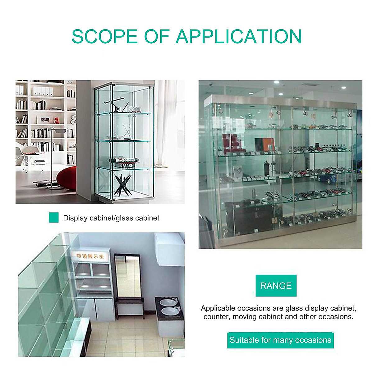 2 Pcs Glass Cabinet Lock, Display Case Wine Cabinet Lock Security,Showcase Lock with Chrome Finish, Keyed Alike,Glass Display Case Lock