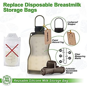 haakaa Reusable Silicone Breastmilk Storage Bag(9oz,10pk) Bottle Cleaning Brush Set|Breastmilk Freezer Bag|Breastfeeding Milk Pouch|Breastmilk Pump Bag|Self Standing Storing Pouches,Leakproof …