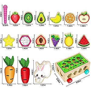Wooden Montessori Toys for 1 2 3 Year Old Baby Girls Boys, Wood Shape Sorter Toys Gifts for Toddlers Learning Fine Motor Skills, Carrot Harvest Game Educational Toys