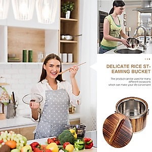 DOITOOL Rice Pot 1 Set Rice Cooker with Lid Rice Bucket Rice Steamer Cooker Wooden Rice Steamer Cooking Pot Steamer Pot for Restaurant Kitchen Cookware Dumpling Steamer Basket