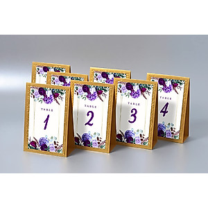 SLS Vision Table Number Cards for Wedding or Other Events. 4x6 Inches, Double-Sided, Numbers 1-25 Plus Head Table Card, Made in USA. Purple Bliss.