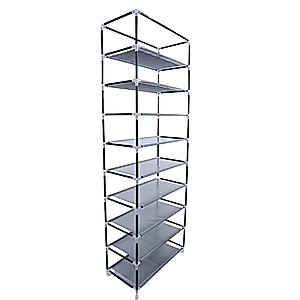 Savins Fashionable Room-saving 9 Lattices Non-woven Fabric Shoe Rack Gray