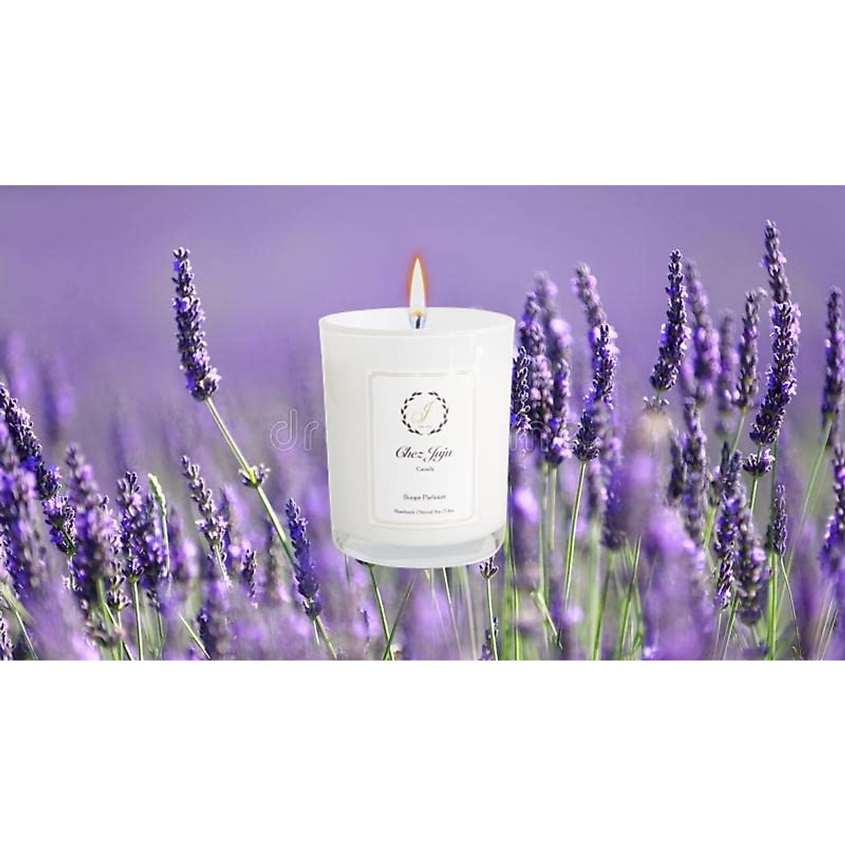 Chez Juju Lavender Scented Candle | 100% Pure Natural Soybean Wax | Luxurious Clean Burning Aromatherapy | Plant Based Vegan Eco Friendly | Pilates, Yoga, Bath, Gift, Relax, Meditation Candle