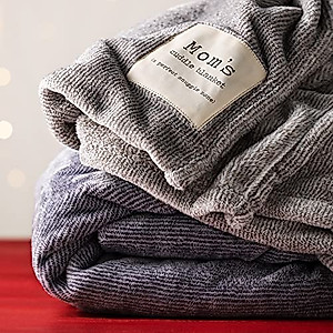 DEMDACO Mom and Me Cuddle Greywash 60 x 70 Fleece Fabric Foot Pocket Throw Blanket
