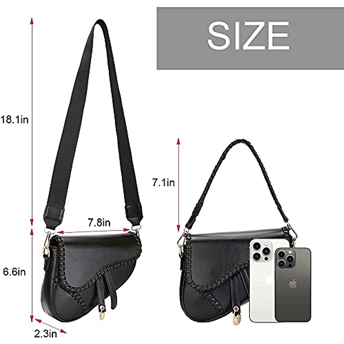 JBB Women Saddle Shoulder Bag Knit Underarm Crossbody Bag Vintage Satchel Handbag small Purse
