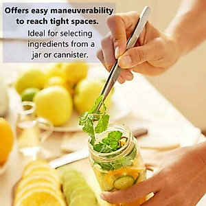 5 Inch Professional Culinary Stainless Steel Precision Tongs with Serrated Tips, Plating/Food Presentation Detailing Serving Tongs, Chef's Kitchen Tweezer Tongs - Ultra Non-Slip Grip