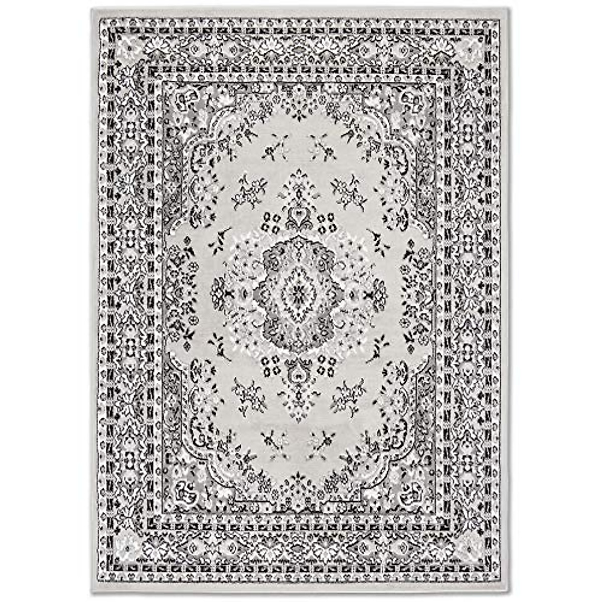Home Dynamix Premium Sakarya Traditional Medallion Border Area Rug, Gray, 21"x35" Rectangle