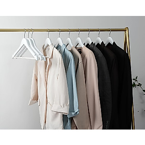 White Wood Bridal Dress Hangers Wooden Coat Hanger, Heavy Duty Clothes Hangers, Solid Wood Hangers for Shirts, Jackets, Pants, Wedding Dress, Bridesmaid Suits 10 Pack-HL01W