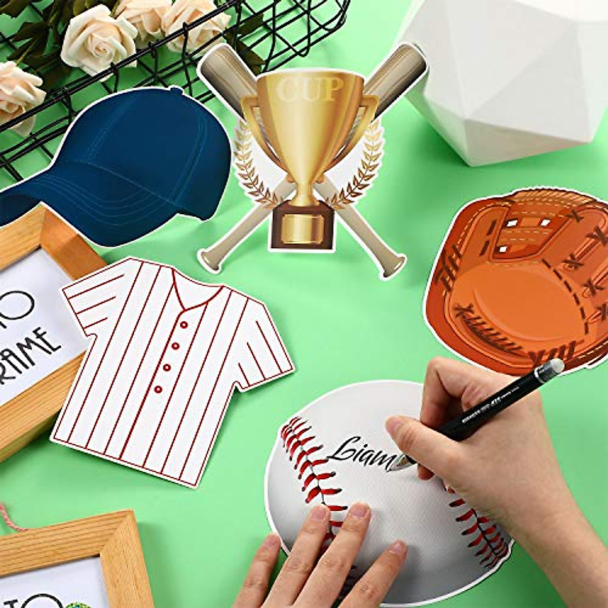 45 Pieces Baseball Paper Cut Outs Versatile Classroom Decoration Sports Themed Cut-Outs with Glue Point Dots for Bulletin Board Classroom School Sports Theme Birthday Party Decoration, 5.9 x 5.9 Inch