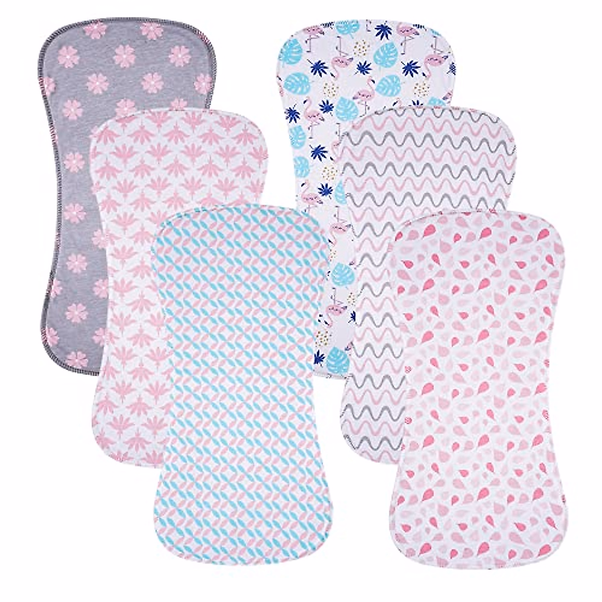 6 Pack Cotton Baby Burp Cloths Extra Absorbent Soft for Baby Boys and Girls (Pink02)