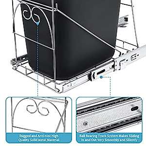 Pull Out Trash Can Under Cabinet, Under Sink Adjustable Pull Out Shelf for Kitchen Trash Can, Fit for Most 7-11 Gallon Garbage Can (Trash Can Not Included)