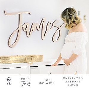 Custom Wood Name Sign for Nursery or Kids Room | Instant Font Preview + Multiple Styles Available Unpainted, Painted, or Stained | Personalized Baby Gift (Unpainted Quick Ship Name Sign)