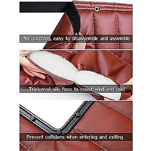 Kszoxdi Heavy Duty Thermal Insulation PU Doorway Curtain Screen Door Curtains Panel Soundproof Blanket Extra Wide with Window 30cm W x 45cm L for Garage Front Door Patio Kitchen Pink (Size : W130cm*H