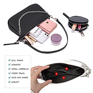 AMHDV Women Multipurpose Crossbody Bags Small Shoulder Bag Fashion 3 in 1 Zip Handbags with Coin Purse (02-white)