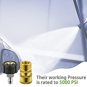 FIXFANS Pressure Washer Adapter Sets, M22 14mm to 1/4'' Quick Connect Fittings kits, Quick Connect Gun to Hose (2 x 2, 2 Pack)