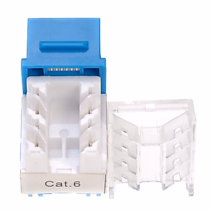 SATMAXIMUM Cat6 Keystone Ethernet Wall Jack Punch Down UTP 45-Degree (Easier Termination Than 90-Degree), RJ45 Slim Profile Speed Termination Blue 45° Angled (50 Pack)