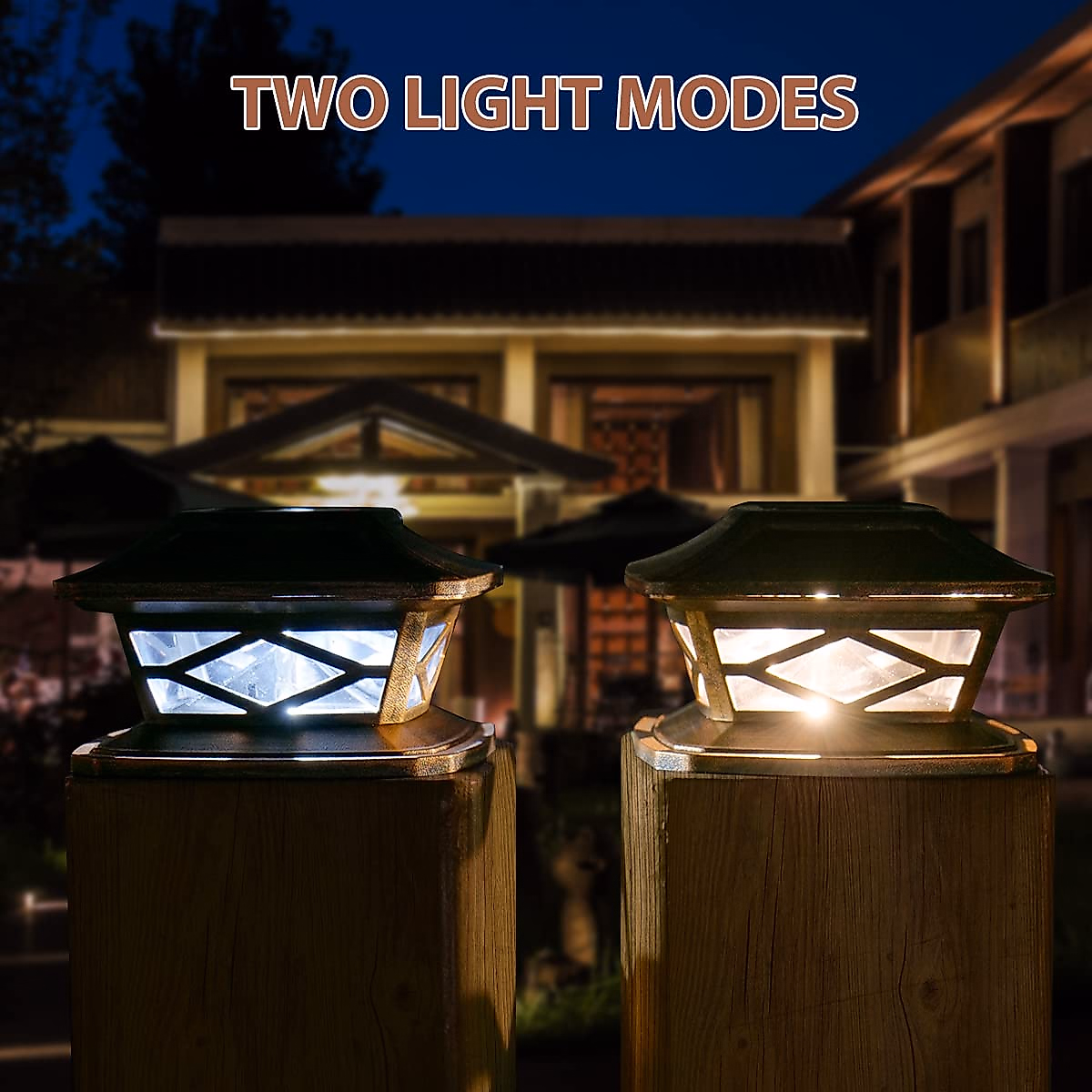 TWINSLUXES Solar Post Lights Outdoor 2 Modes Waterproof LED Solar Post Cap Lights for 3.5x3.5 4x4 5x5 and 6x6 Wooden&Vinyl Post,Solar Fence Cap Light for Garden/Patio/Porch Solar Powered(8 Pack)