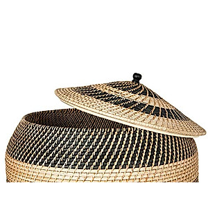 KOUBOO Extra-Large Rattan Belly, Natural-Black Storage Basket