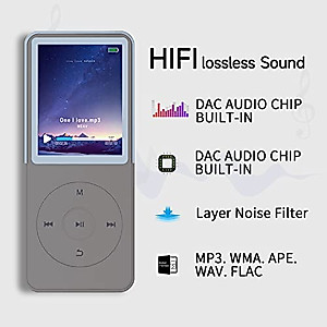 MP3 Player,Voice Recorder,MP4 Player with Bluetooth 16GB Portable Digital HiFi Lossless Music Long Battery Time 1.8" Screen Support up to 128GB White
