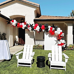 Red and Black Latex Balloons, 50 Pack 12 inch Black White Red Confetti Party Balloons with Ribbons for Birthday Graduation Wedding Bridal Shower Party Decoration