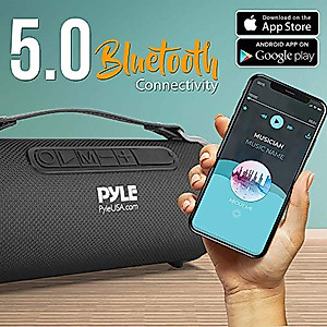 Pyle Wireless Portable Bluetooth Boombox Speaker - 200 Watt Rechargeable Boom Box Speaker Portable Music Barrel Loud Stereo System With AUX Input, MP3/USB/SD Port, Fm Radio, 4" Tweeter - PBMSPG1BK