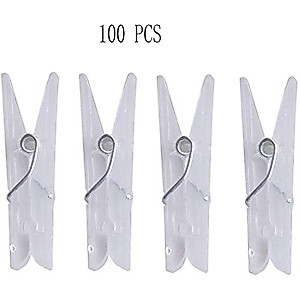 Yansanido 100pcs Mini Clear Plastic Utility Paper Clip, Clothespins Clips, Clothes Line String Clips, Mini Clothes Pins for Photo for String Fairy Lights Color Clear(100pcs Clear Plastic Clips)