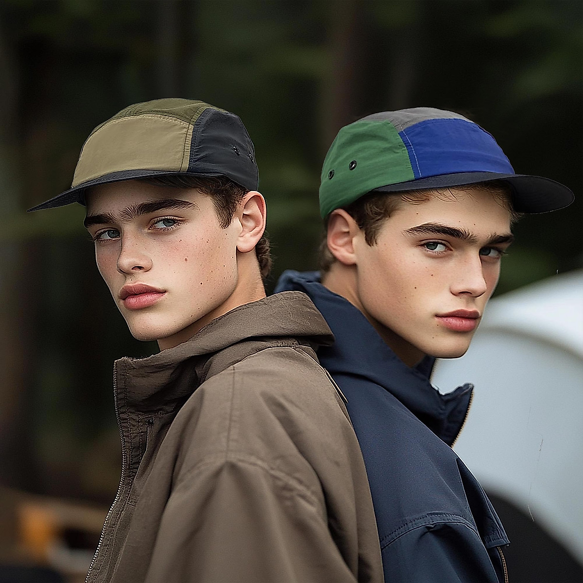 CLAPE 5 Panel Hat for Men, Curved Brim UPF50+ Sun Hats Quick Dry Outdoor Sports Running Hat Baseball Cap