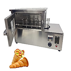 EQCOTWEA 1800W Commercial Electric Rotational Pizza Cone Oven with 12pcs Stainless Steel Cone Bases 110V Ajustable Temperature with Removable Tray for Use with Pizza Cone Forming Machine