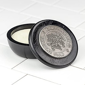 Captain Fawcett's Handcrafted Luxurious shaving soap with wooden bowl ((110g/3.88oz))- With fresh top notes of Pine Needle, Sandalwood & Amber, Elemi, | great for personal and professional use