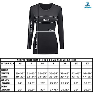 Women's Under Scrubs Long Sleeve T-Shirt Comfort V-Neck Medical Underscrub Tee -Super Soft and Stretchy (Heather Charcoal, Medium)