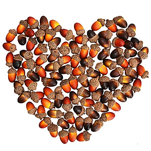 Udefineit 100PCS 3cm Artificial Mini Acorns, Fake Fruit Props Lifelike Oak Nut Plants Model Craft for Home Kitchen Table Decor, Thanksgiving Halloween Christmas Festival Decorative Ornaments (2 Pack)