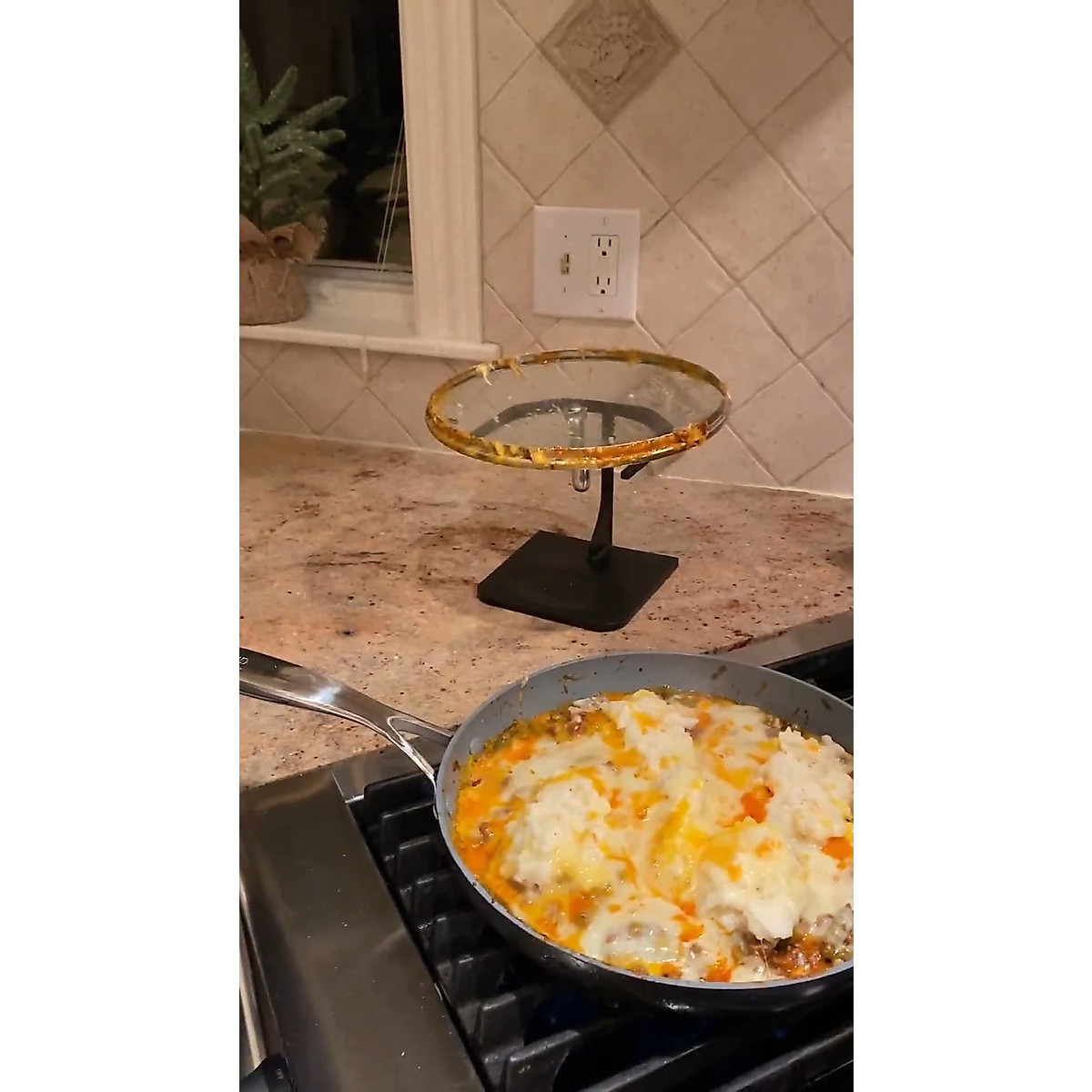 Hot Top Holder for Hot Pan Lids - No Burning of Hands - No Mess - No Condensation - Stone Black