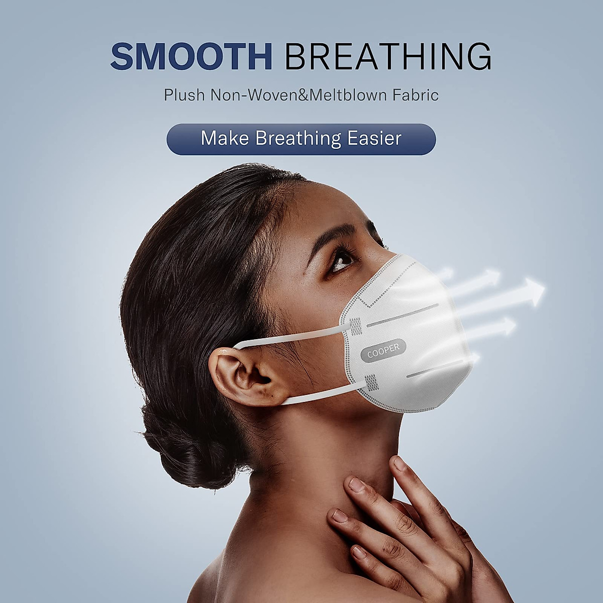 Cooper KN95 Face Masks, 60PCS Breathable Comfortable KN95 Mask, 5-Ply Disposable Face Mask Filter Efficiency≥95%, White