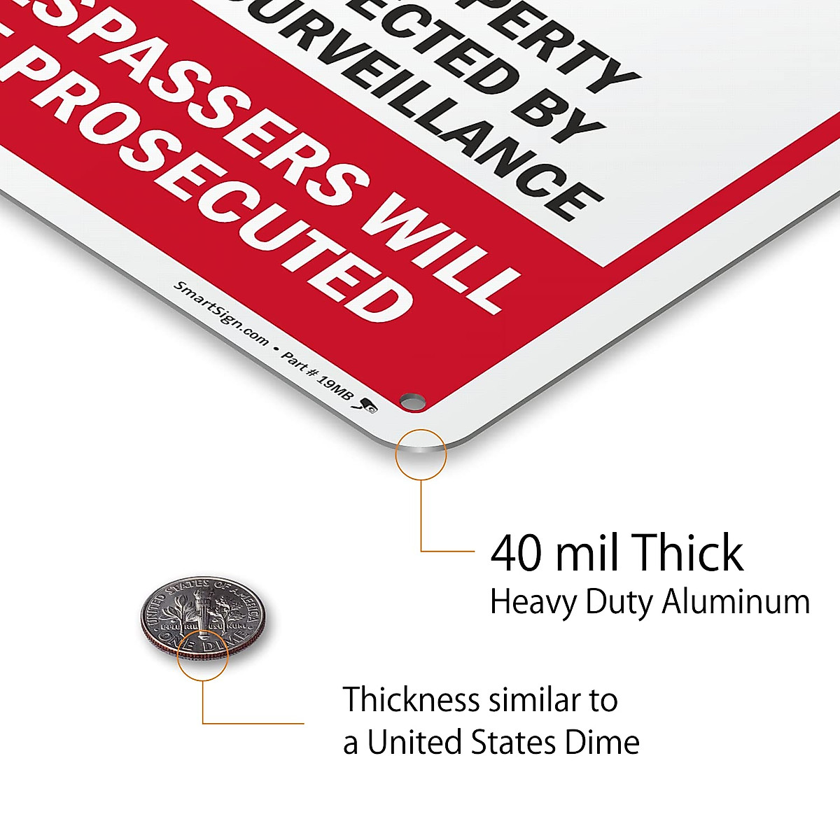SmartSign "No Trespassing - This Property is Protected by Video Surveillance" Sign | 7" x 10" Aluminum