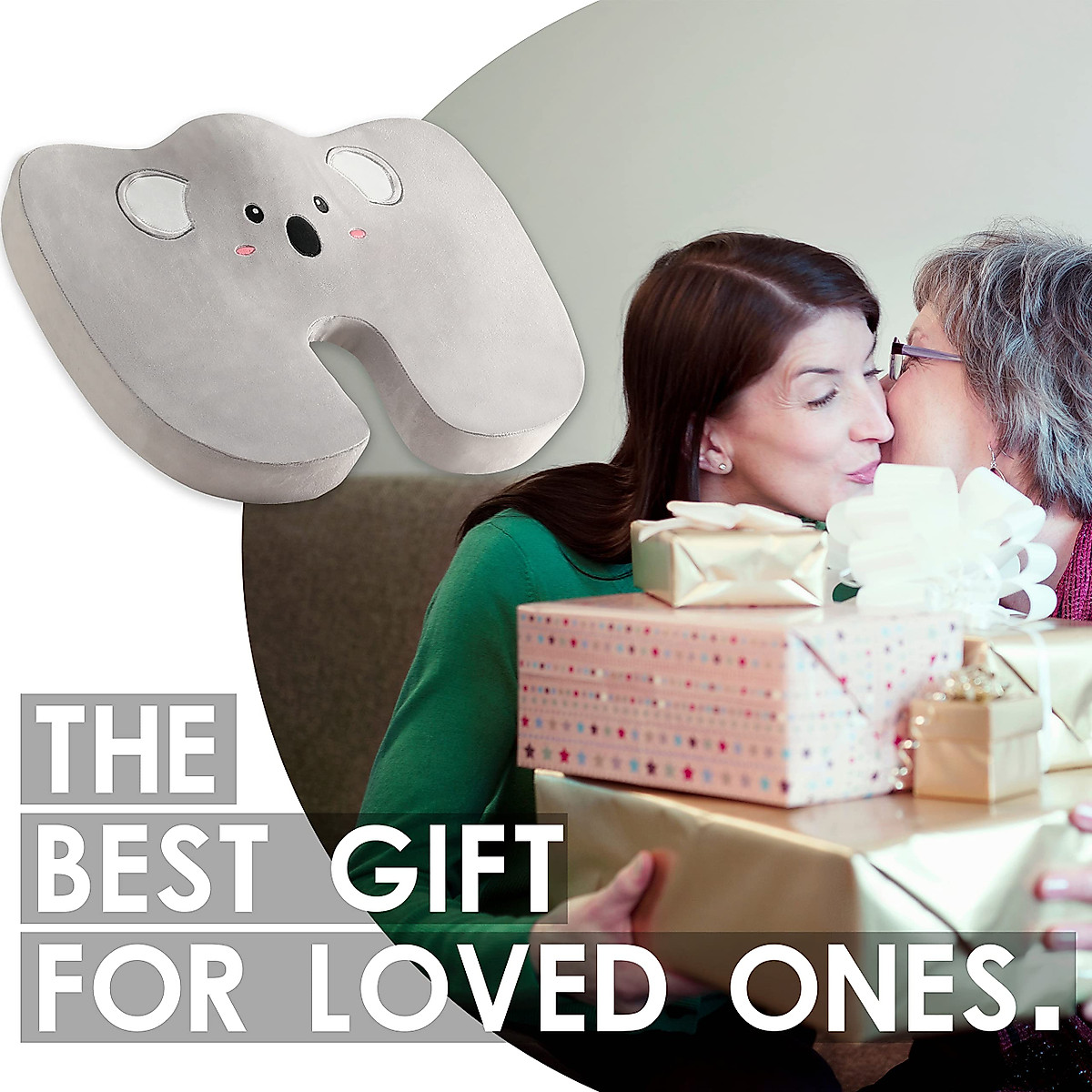 microzo Memory Foam Seat Cushion, Cute Animal Chair Cushion for Office Desk Chair, Non-Slip Chair Pad for Car Seat, Tailbone Pain Relief Cushion for Orthopedic Back Pain Sciatica (Koala)