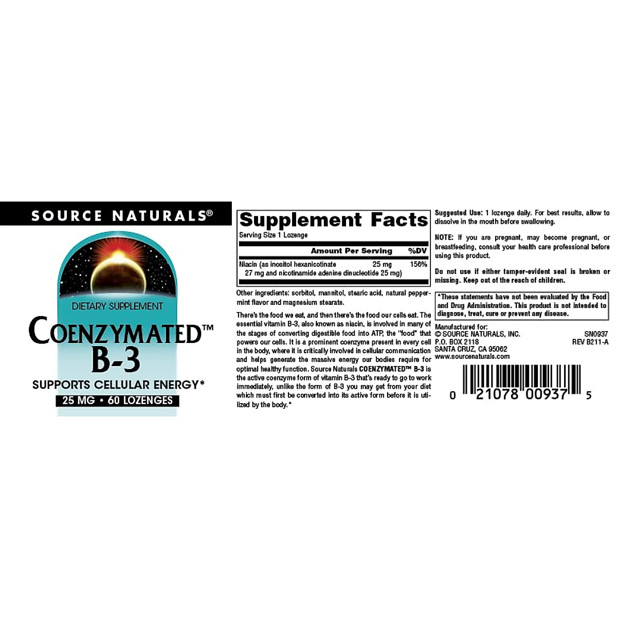 Source Naturals Coenzymated B-3 25 MG - 60 CT