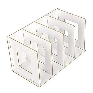 Fdit Wooden Desktop Bookshelf Rack Storage Shelf Bookcase for Home School Office Organizer(Warm White)