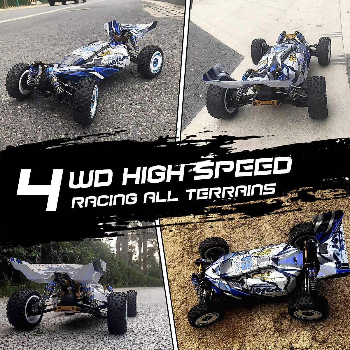 High Speed Hobby Remote Control Car, 75+ KM/H RTR Brushless Motor 1:12 Scale WLtoys 124017 Fast RC Cars for Adults Kids,All Terrain Truck,4WD Off Road Buggy with 2 Batteries Racing Car Gifts for Boys