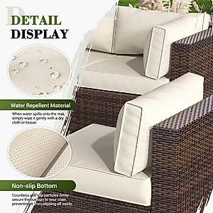 VONZOY Outdoor Furniture Cushions, Patio Replacement Cushions for Furniture Set, 14 Pieces Water-Resistant Patio Sofa Cushions Fits 6-seat Sectional Couch(Cream)