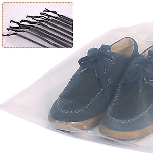 Set of 12 Transparent Shoe Bags for Travel Large Clear Shoes Storage Organizers Pouch with Rope for Men and Women