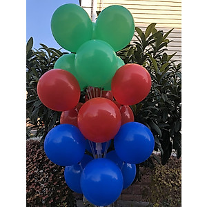 100 Pcs 12 Inch Red Royal Blue Dark Green Latex Balloons Decoration, Birthday Wedding Baby Shower Party Balloons Decoration (Red Blue Green)