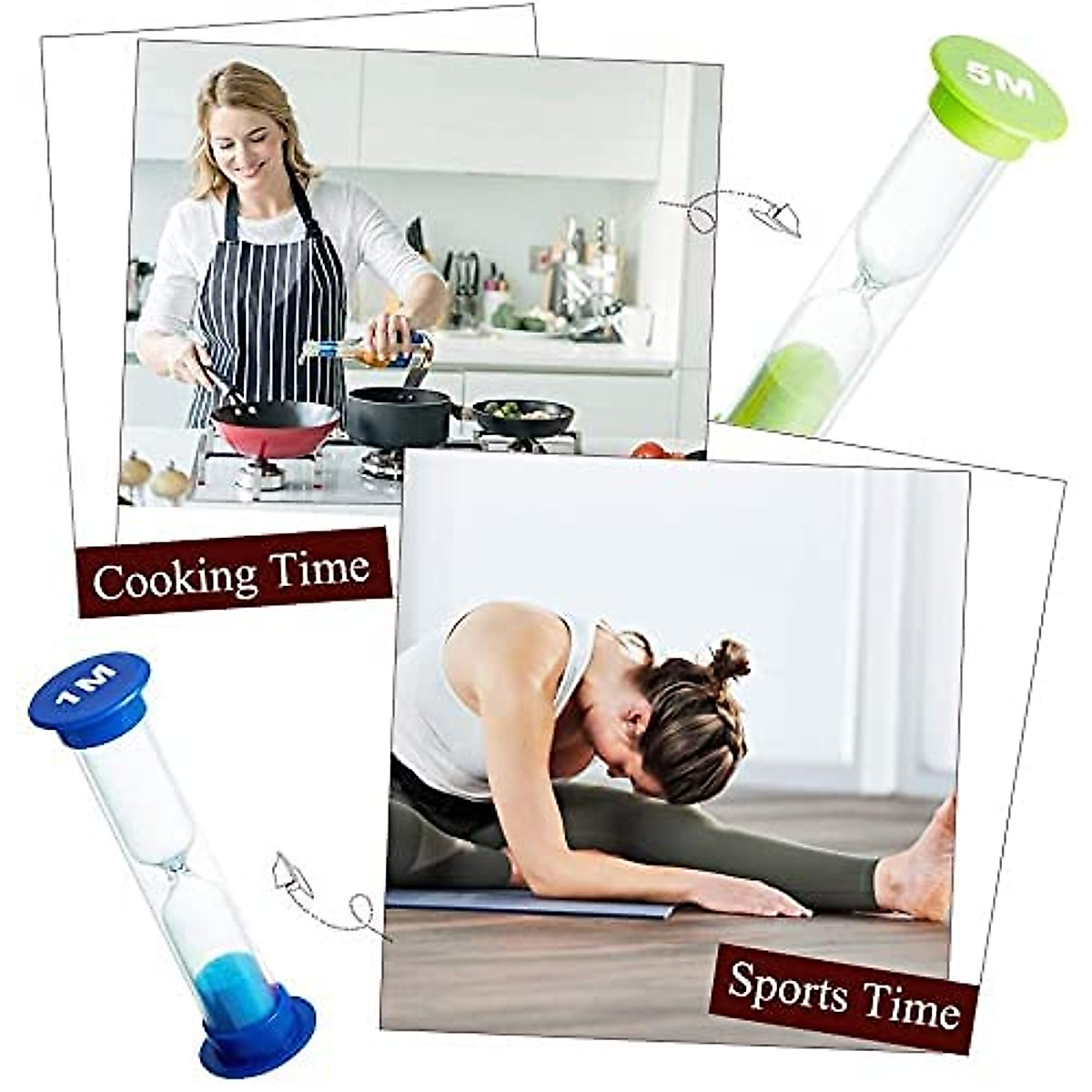 Sand Timer 6 Colors Hourglass Sandglass Sand Clock Timer 30sec / 1min / 2mins / 3mins / 5mins / 10mins (Pack of 6). for Classroom Game Home Office, Toothbrush Timer for Children Kids