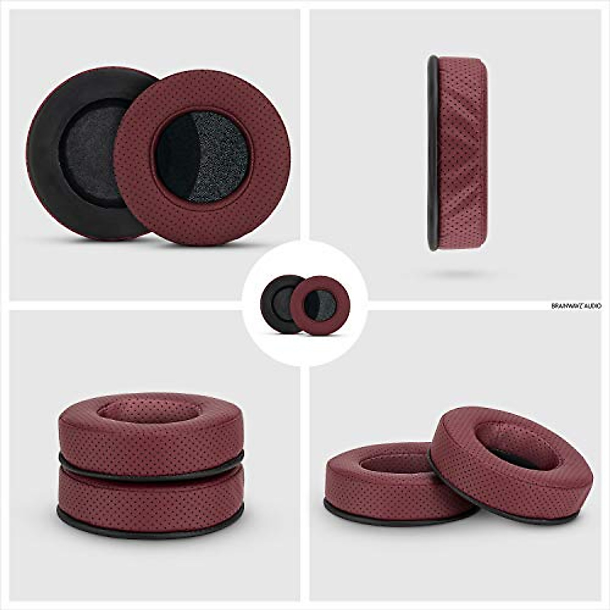 Brainwavz Round Memory Foam Earpads - Suitable Many Large Headphones - SteelSeries, HD668B, ATH, AKG K553, HifiMan, ATH, Philips, Fostex, Sony Ear Pad & More (Perforated Red)