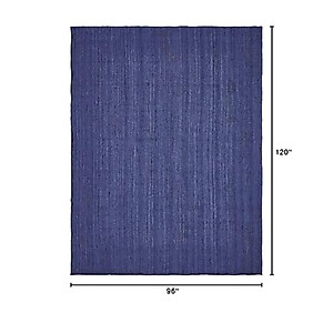8x10, 9x12, 10x14 Blue Navy Jute Rug Indigo Jute Runner Rug Indian Handwoven Rug Pure Jute Rug Flat Woven Yoga Mat Organic Bohemian Rug (4' x 6'Braided Rug)