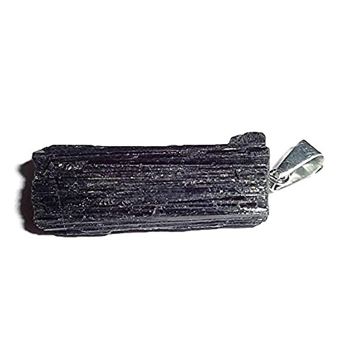 1pc Raw Black Tourmaline Rough Natural Free Form Crystal Healing Gemstone Pendant with Metal Bail Loop
