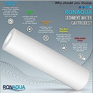 Sediment Water Filter Cartridge by Ronaqua 10"x 2.5", Four Layers of Filtration, Removes Sand, Dirt, Silt, Rust, made from Polypropylene (25 Pack, 5 Microns)